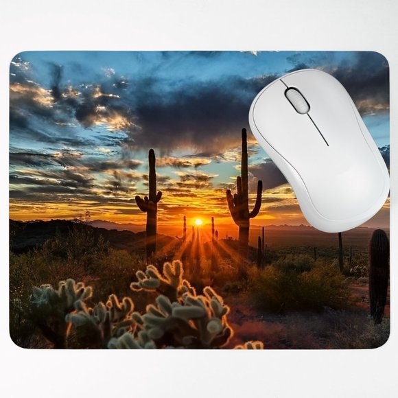 Office | Cactus Desert Sunset Landscape Mouse Pad 24 X 2 X 02 Cm ...